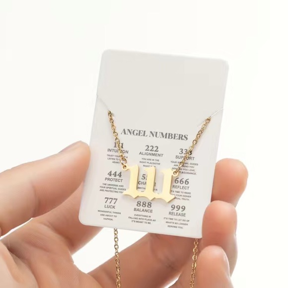 Jewelry | Unisex New Silver Stainless Steel Old English Angel Numbers ...